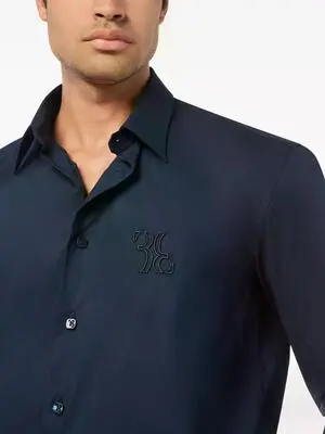 BILLIONAIRE Embroidered Cotton Shirt - Blue