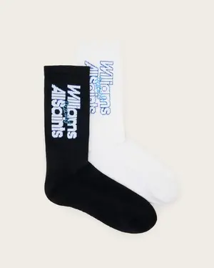 ALLSAINTS Williams X Jacquard Socks 2 Pack - White/black