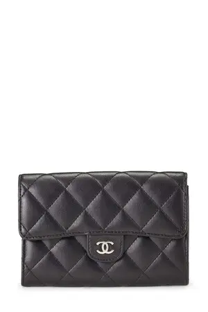 Chanel Lambskin Classic Flap Compact Wallet - Black
