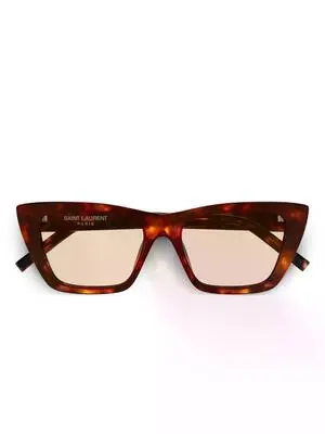 Saint Laurent Geometric-frame Sunglasses - Brown