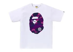 A BATHING APE Camo Big Ape Head Tee Shirt (fw25) White/purple