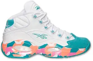 REEBOK Question Mid Noise Sneakers - White/solid Teal/fluorange