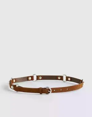 Madewell O-ring Studded Suede Waist Belt - Dried Acorn