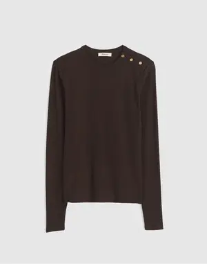 Madewell Ribbed Button Crewneck Tee - Black Walnut
