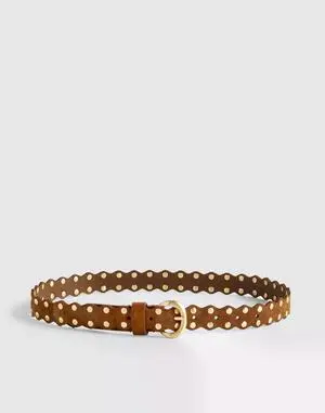 Madewell Studded Scalloped Suede Belt - Dried Acorn