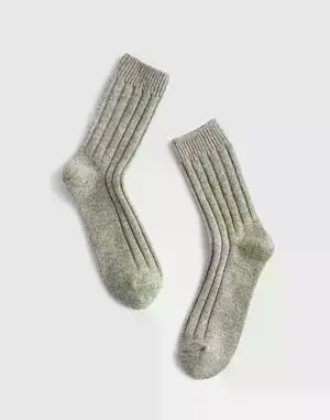 Madewell Ribbed Trouser Socks - Hthr Light Grey