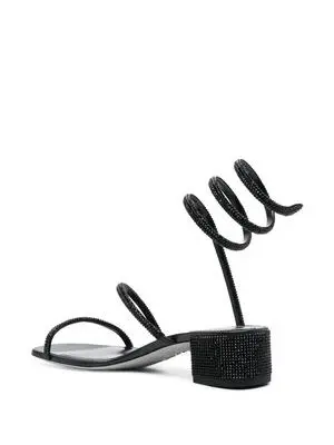 Rene Caovilla Cleo Leather Sandals - Black