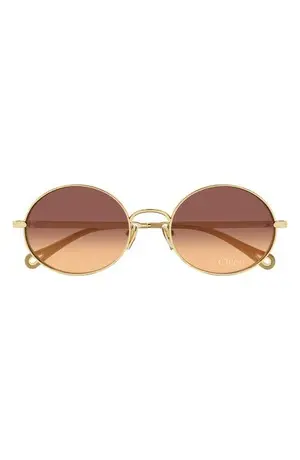 Chloé 55mm Gradient Round Sunglasses - Gold/brown Lens