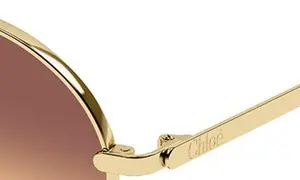 Chloé 55mm Gradient Round Sunglasses - Gold/brown Lens