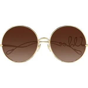 Chloé 60mm Round Sunglasses - Gold/brown Lens