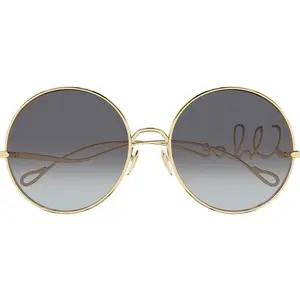 Chloé 60mm Round Sunglasses - Gold/grey Lens