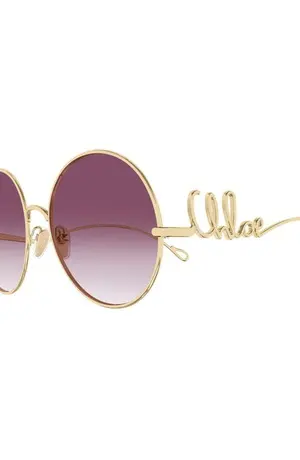 Chloé 60mm Round Sunglasses - Gold/red Lens
