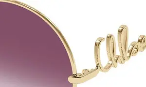 Chloé 60mm Round Sunglasses - Gold/red Lens