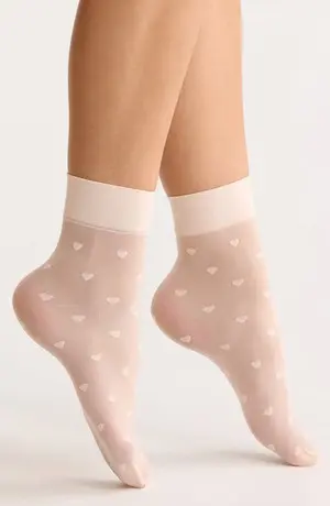 Nordstrom Heart Sheer Ankle Socks - Pink Bubbles