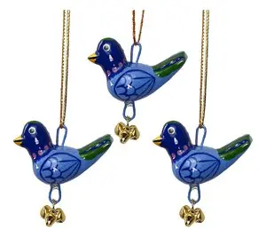 GLOBAL CRAFTS Global Craft Handpainted Birdie Ornament With G Ungroo,set Of - One-color