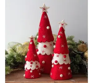 GLOBAL CRAFTS Handcrafted Felt Christmas Tree T Opper/decor Se