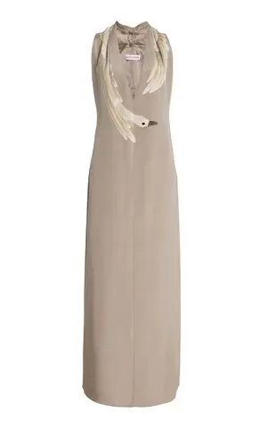 Altuzarra Baker' Appliqué Silk Midi Dress - Neutral