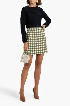 Oscar De La Renta Checked Tweed Mini Skirt