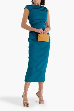 Rachel Gilbert Rylan Draped Satin-crepe Midi Dress