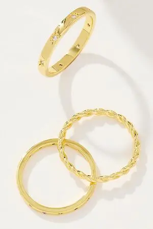 UNCOMMON JAMES Triad Rings, Set Of 3 - Gold