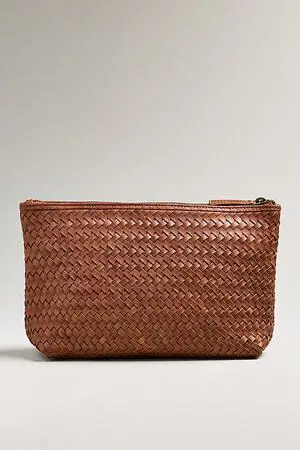BEMBIEN Woven Leather Zip Pouch - Sienna