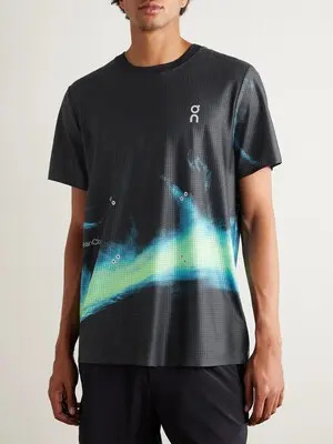 On Pace-T Printed Cleancloud® Mesh T-Shirt - Black | Editorialist