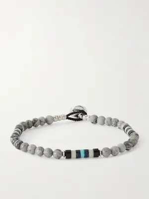 MIKIA Sterling Silver Jasper Bead Bracelet - Gray