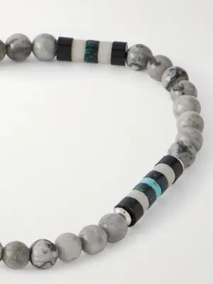 MIKIA Sterling Silver Jasper Bead Bracelet