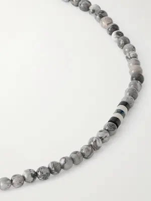 MIKIA Sterling Silver Jasper Bead Bracelet - Gray