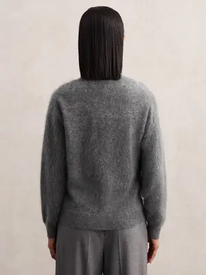 REISS 100% Brushed Cashmere Cardigan