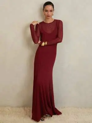 REISS Ami Atelier Pointelle-knit Maxi Dress