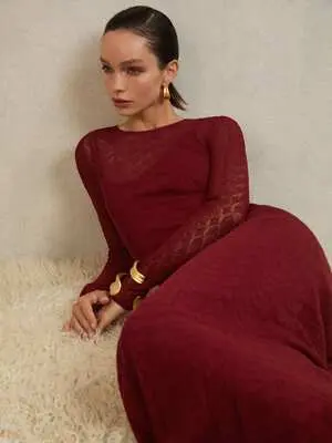 REISS Ami Atelier Pointelle-knit Maxi Dress