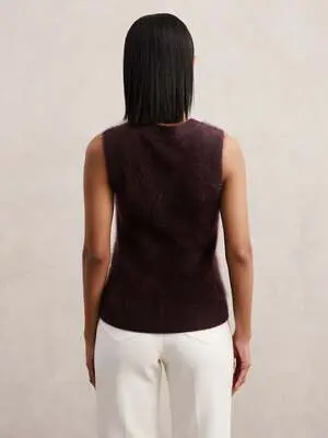 REISS 100% Brushed Cashmere Vest - Burgundy