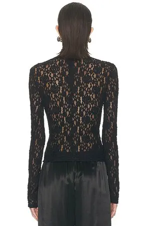 L'academie Kayden Lace Mockneck Top - Black
