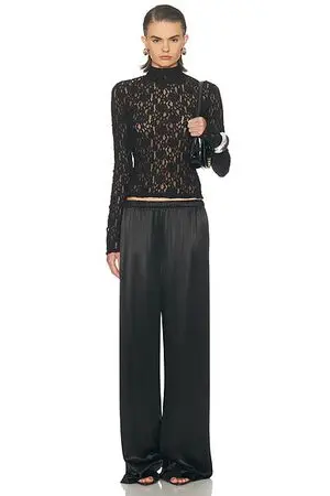 L'academie Kayden Lace Mockneck Top - Black