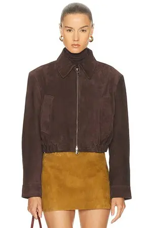 AGOLDE Nahlia Cropped Suede Jacket - Root