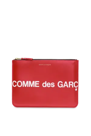 Comme Des Garçons Logo-printed Leather Pouch - Red