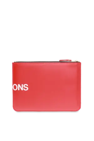 Comme Des Garçons Logo-printed Leather Pouch - Red