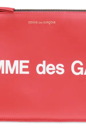 Comme Des Garçons Logo-printed Leather Pouch - Red