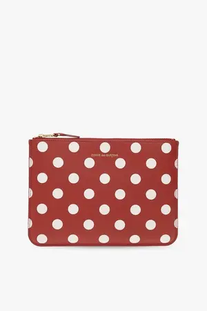 Comme Des Garçons Polka Dot Leather Pouch - Red