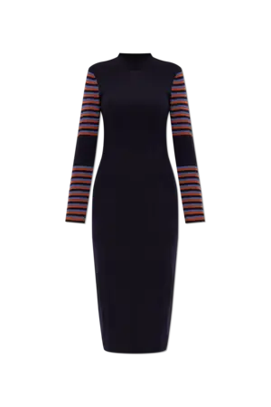 Paul Smith Fitted Wool Midi Dress - Navy Blue