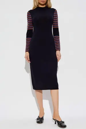 Paul Smith Fitted Wool Midi Dress - Navy Blue