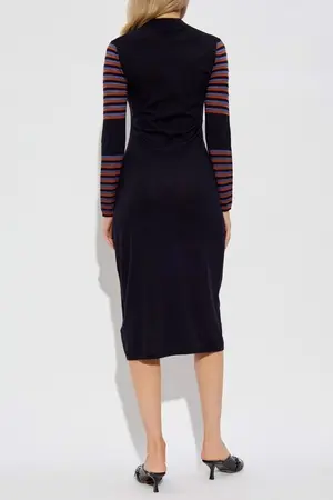 Paul Smith Fitted Wool Midi Dress - Navy Blue