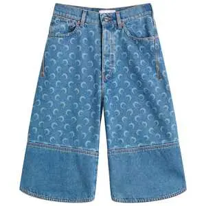 MARINE SERRE Moon Laser Denim Bermuda Shorts