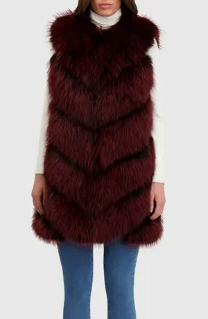 LYLA GRANT Fur-free Fox Vest - Wine