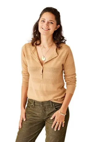 CAVE DESIGNS Amara Pointelle Sweater - Camel