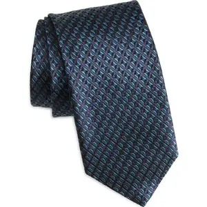 Canali Geometric Silk Jacquard Tie - Navy