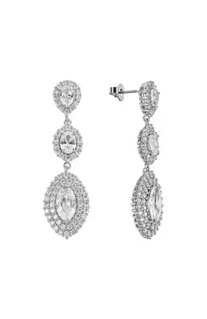 UNTAMED PETALS Annette Crystal Drop Earrings - Silver