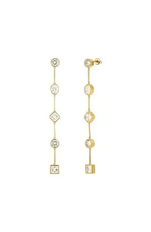 UNTAMED PETALS Carmela Bezel Crystal Drop Earrings - Gold