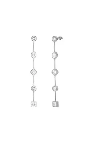 UNTAMED PETALS Carmela Bezel Crystal Drop Earrings - Silver